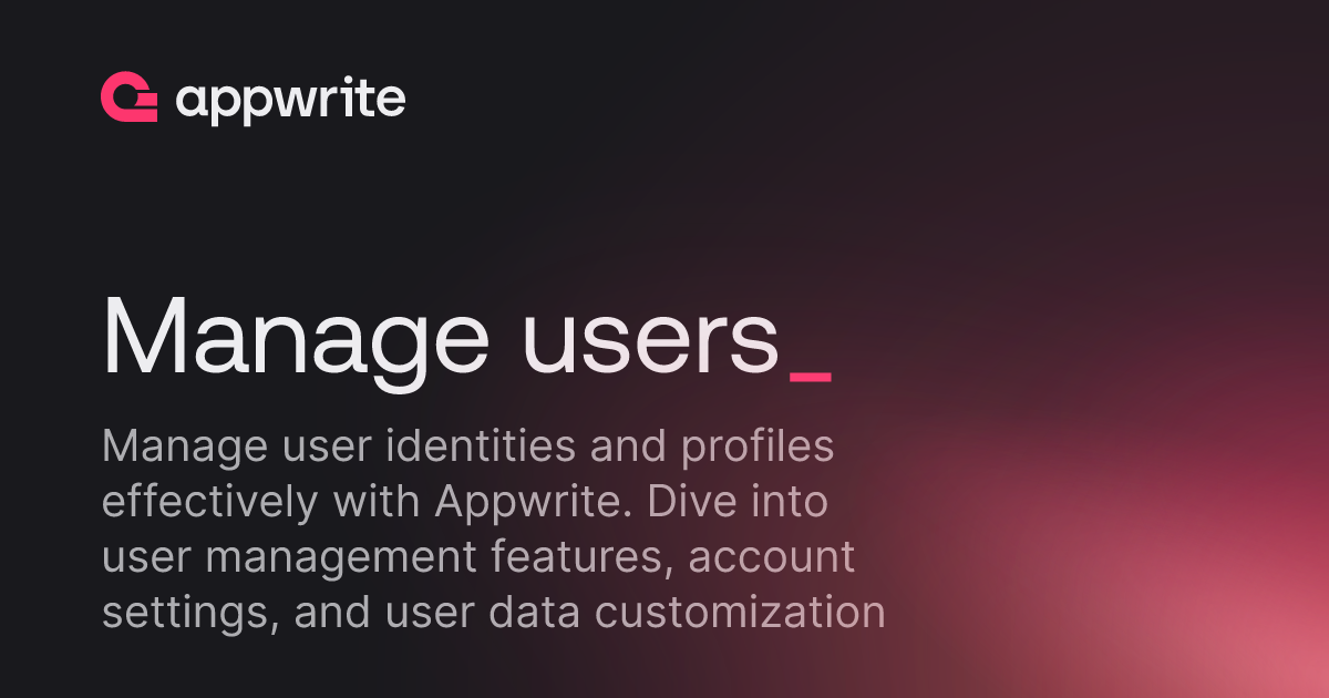 Manage Users Docs Appwrite